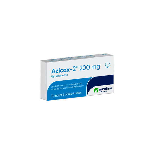 Azicox-2 200mg Antibiótico para Cães e Gatos Ourofino 6 comprimidos